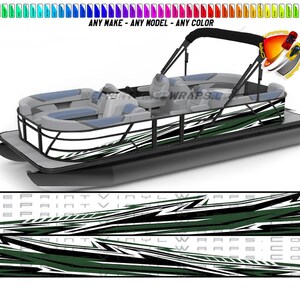 Green Hunter and White Modern Lines Graphic Boat Vinyl Wrap Fishing ...