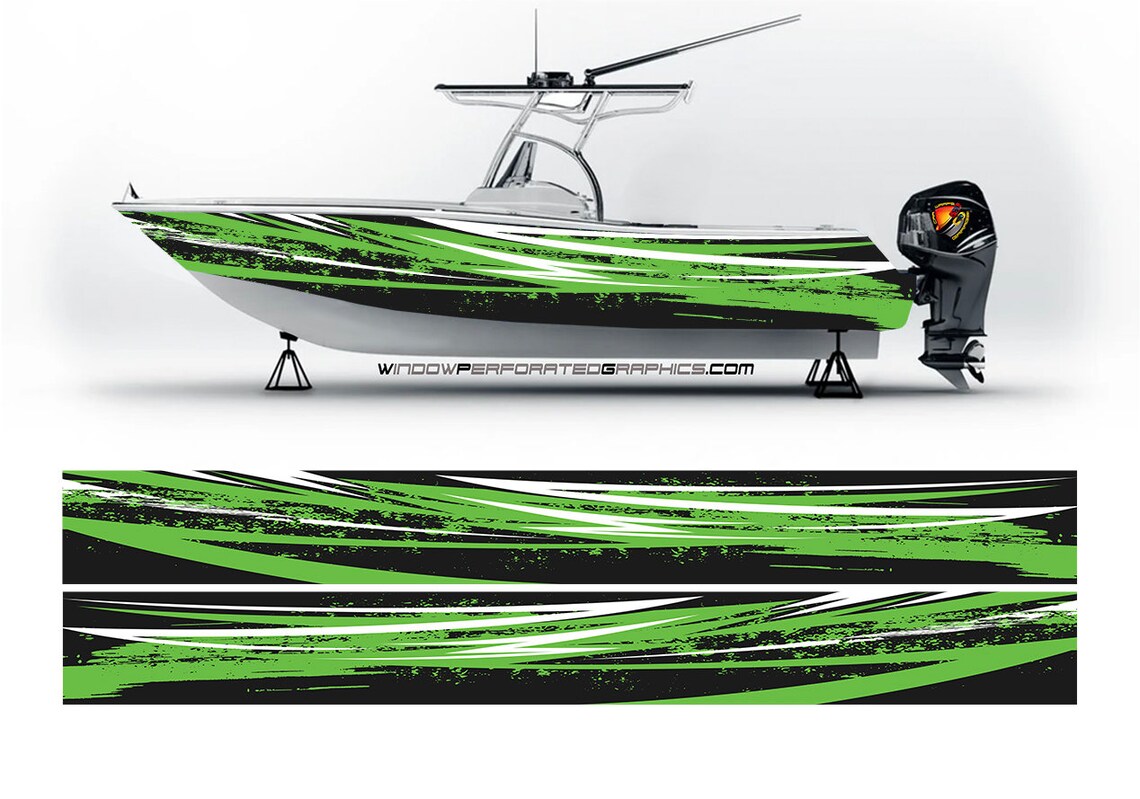 Green Abstract Modern Lines Graphic Boat Vinyl Wrap Decal - Etsy