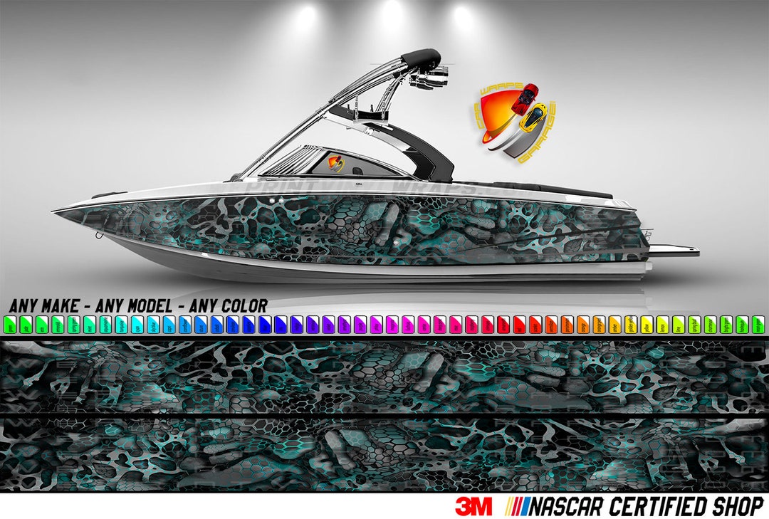 Chameleon Camo Teal Graphic Boat Vinyl Wrap Fishing Pontoon Sea Doo ...