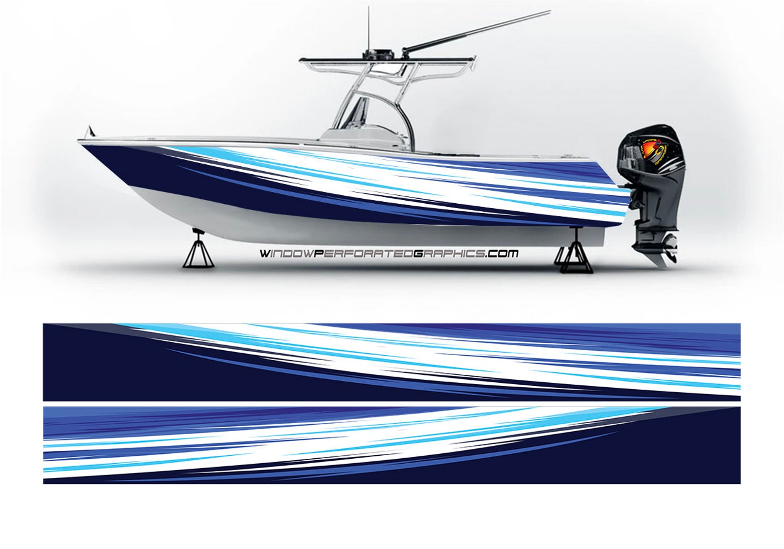 Dark Blue & Light Blue Modern Lines Graphic Boat Vinyl Wrap - Etsy