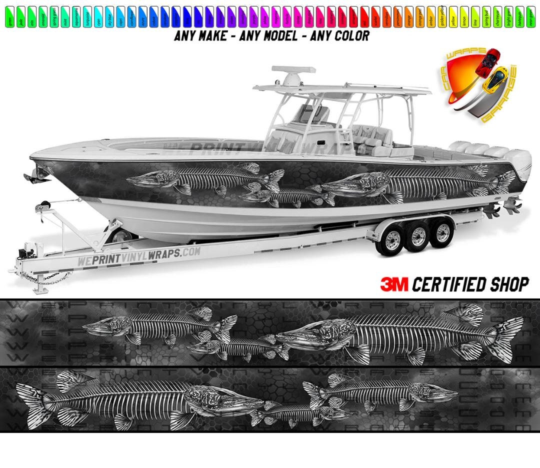 Muskie Freshwater Bonefish Black and White Graphic Boat Vinyl Wrap ...