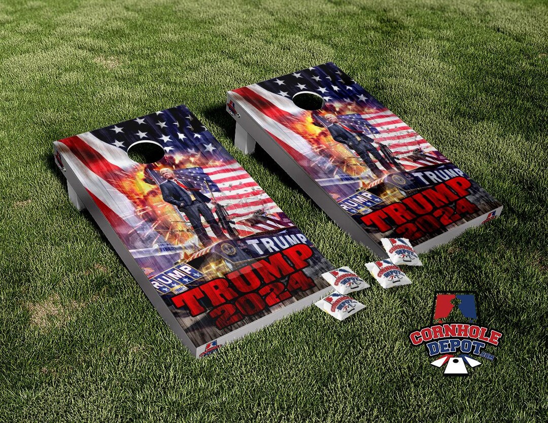 American Flag Trump Tank 2024 Cornhole Board Vinyl Wrap Skins Laminated ...