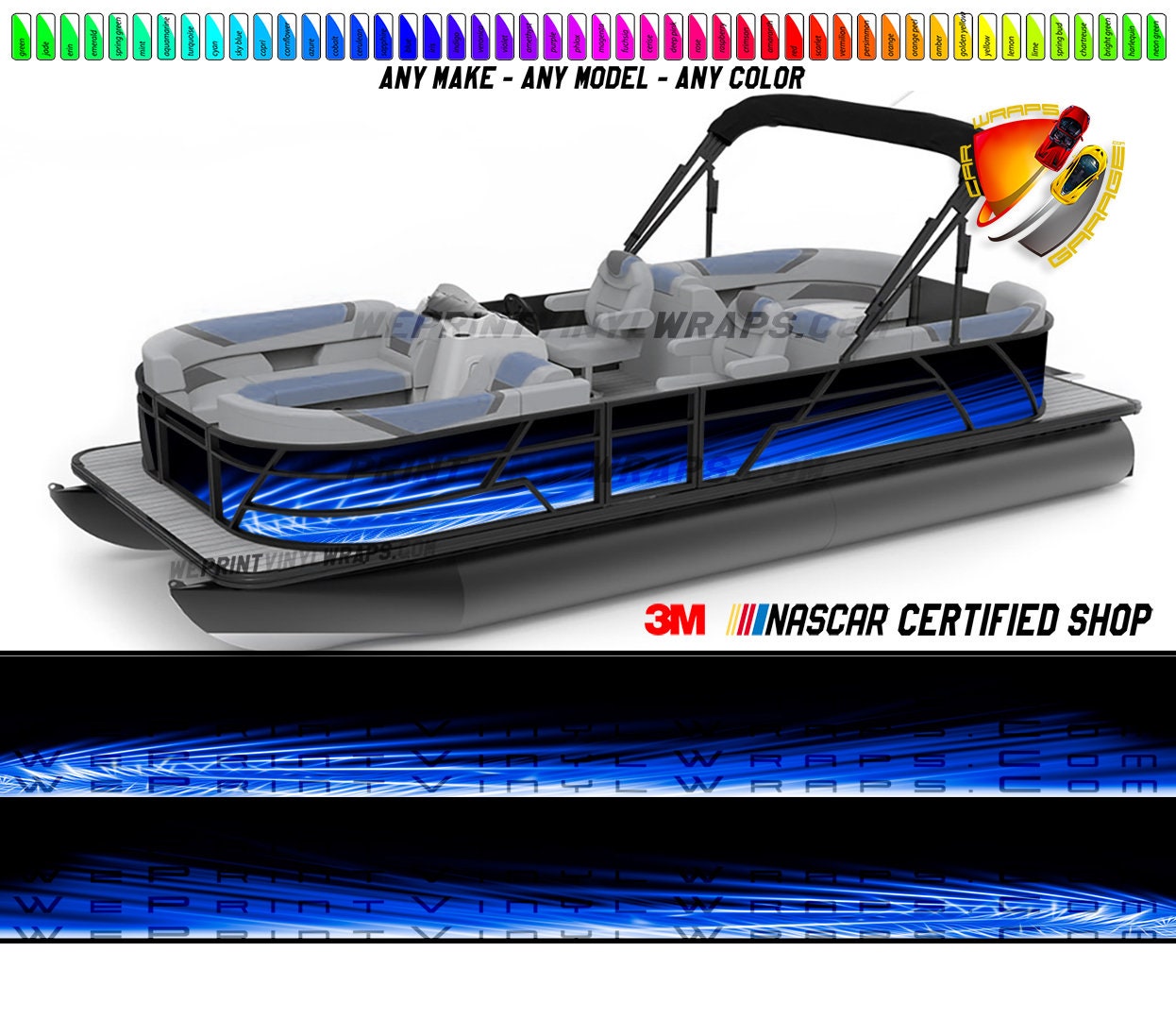 Royal Blue Lines Graphic Vinyl Boat Wrap Decal Fishing Pontoon ...