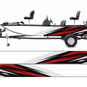 Red and Black Abstract Modern Lines Graphic Boat Vinyl Wrap Decal ...