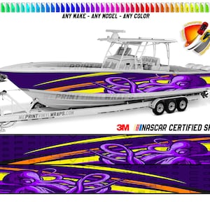 Octopus Royal Blue Ocean Graphic Boat Vinyl Wrap Fishing Pontoon Sea ...