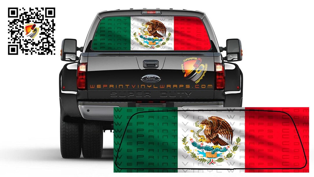 Mexican Flag Wavy Bandera De Mexico Rear Window Tint Perforated Graphic ...