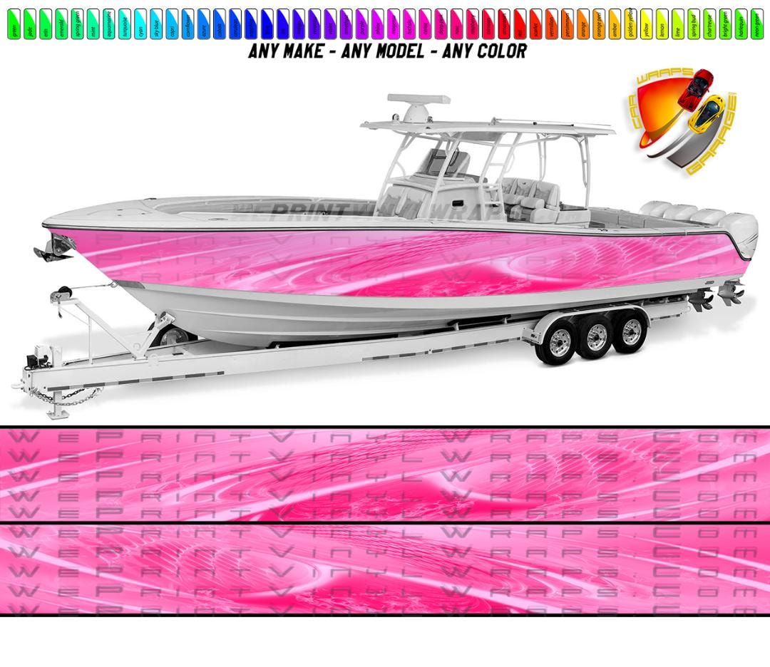 Pink Wavy Graphic Vinyl Boat Wrap Decal Fishing Pontoon Sportsman ...