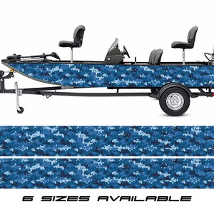 Camouflage Sea Blue Graphic Boat Vinyl Wrap Decal Fishing Pontoon Sea ...