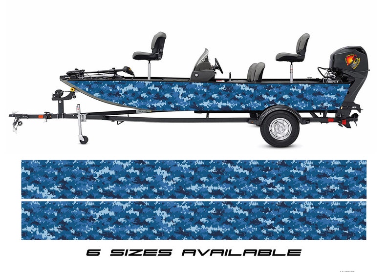 Camouflage Sea Blue Graphic Boat Vinyl Wrap Decal Fishing - Etsy
