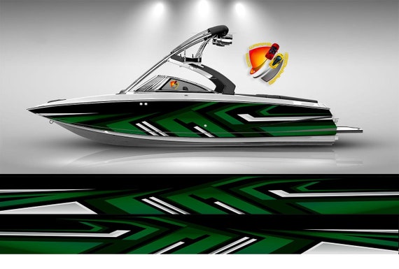 Dark Green and Black Lines Modern Graphic Vinyl Boat Wrap | Etsy