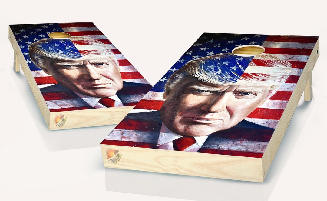 American Flag Trump Cornhole Board Vinyl Wrap Laminated Sticker Set ...