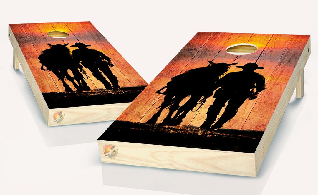 Cowboy Sunset Cornhole Board Vinyl Wrap Laminated Sticker Set Decal - Etsy