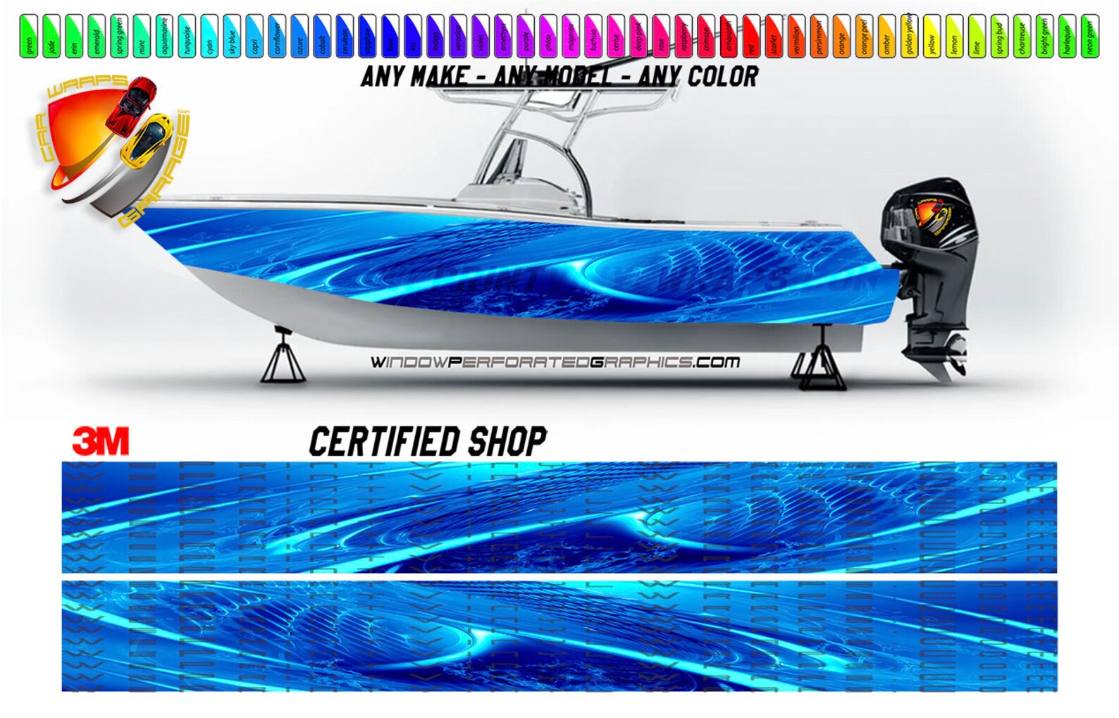 Azure Blue Wavy Graphic Vinyl Boat Wrap Decal Fishing Pontoon Sportsman ...