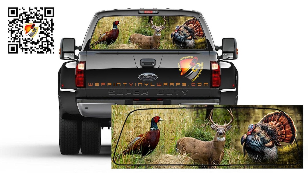 Hunting Pheasant Deer Turkey Rear Window Perforated Graphic Decal ...