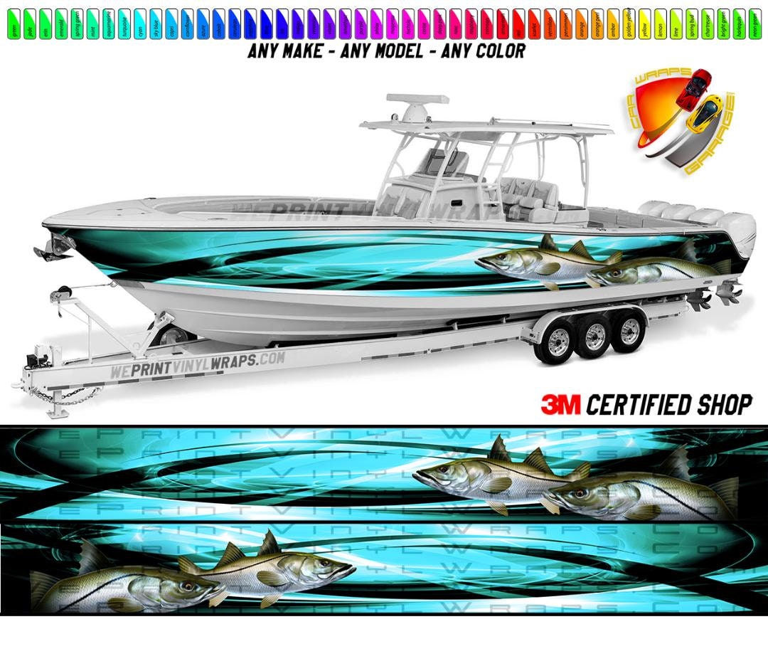 Snook Fishes Graphic Vinyl Boat Wrap Fishing Pontoon Sportsman ...