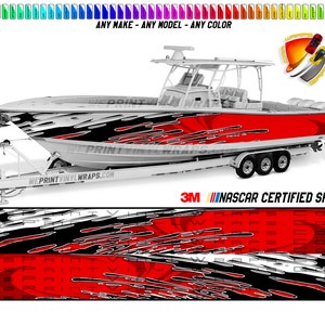 Red Black and White Splatter Graphic Vinyl Boat Wrap Decal Fishing ...