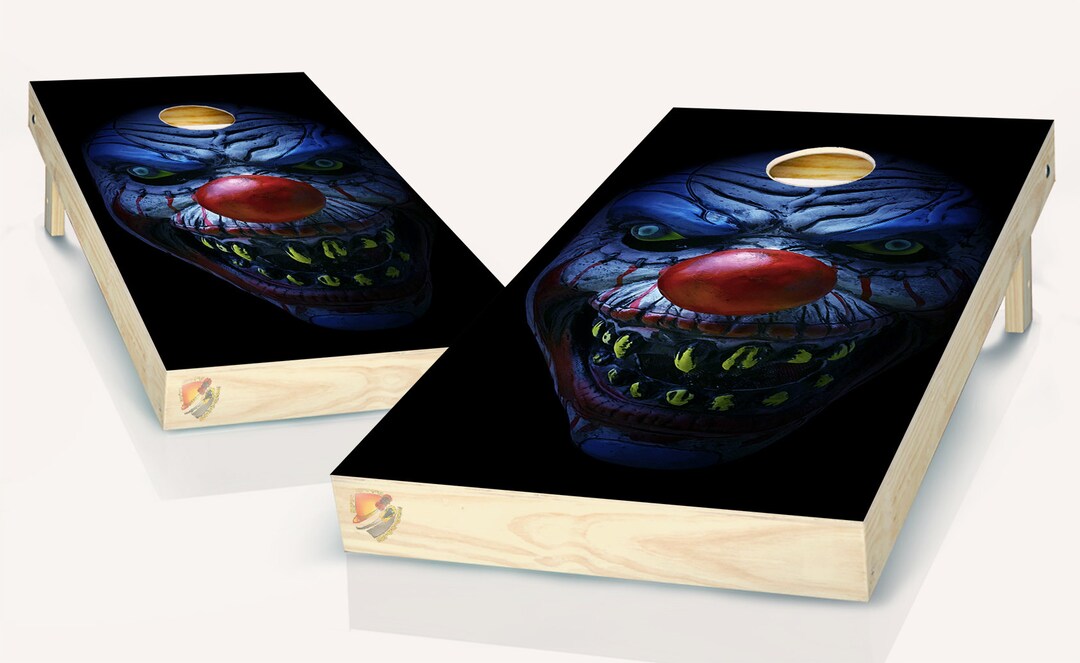 Clown Scary Evil Cornhole Board Vinyl Wrap Skins Laminated Decal ...