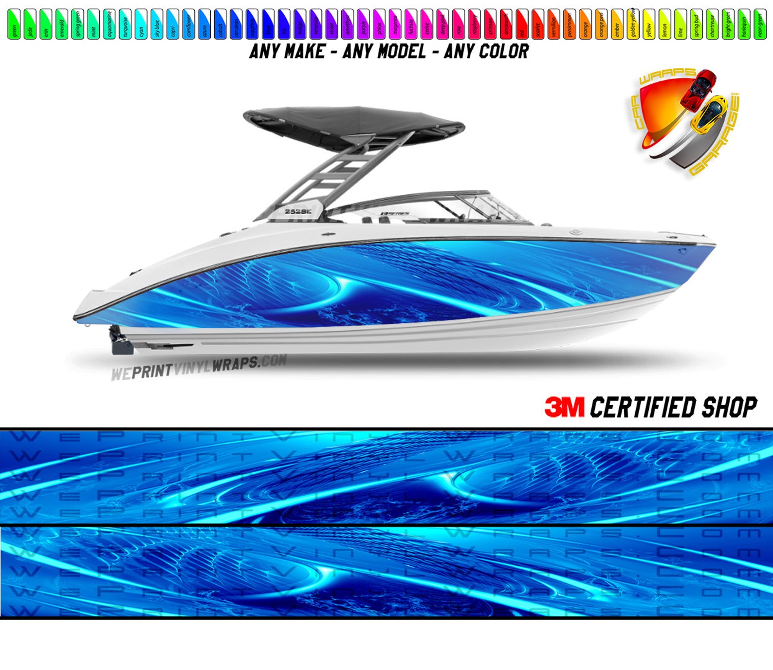Azure Blue Wavy Graphic Vinyl Boat Wrap Decal Fishing Pontoon Sportsman ...