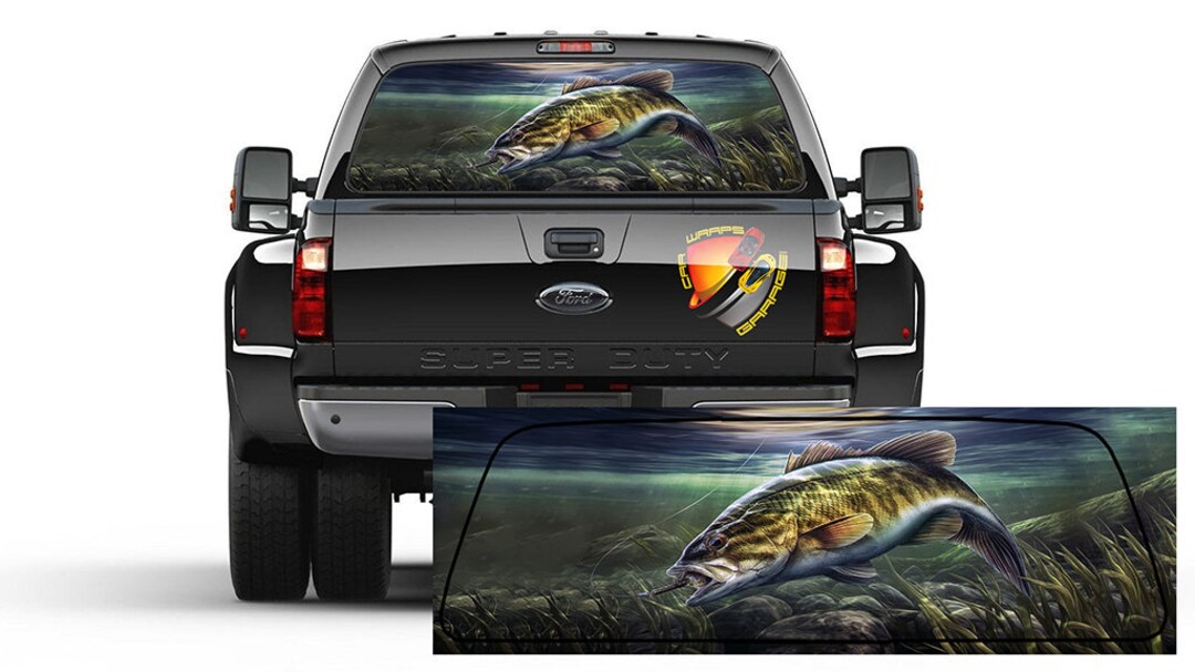 Bass Fishing Seabass Rear Window Tint Perforated Graphic Decal Sticker ...