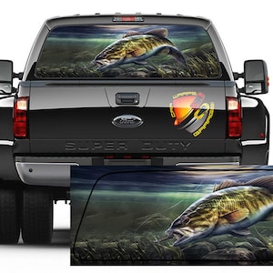 Bass Fishing Seabass Rear Window Tint Perforated Graphic Decal Sticker ...