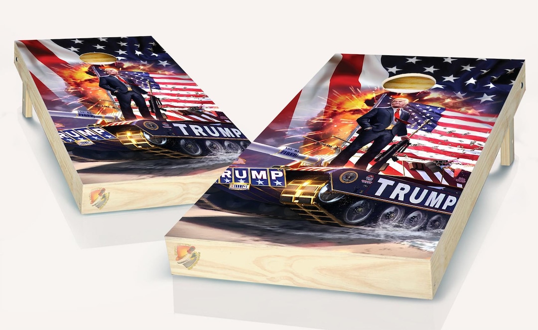 American Flag Trump USA Cornhole Board Vinyl Wrap Laminated Sticker Set ...