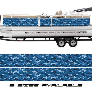 Camouflage Sea Blue Graphic Boat Vinyl Wrap Decal Fishing Pontoon Sea ...