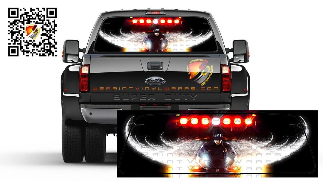 Paramedic EMT Angel Wings Rear Window Tint Perforated Graphic Decal ...