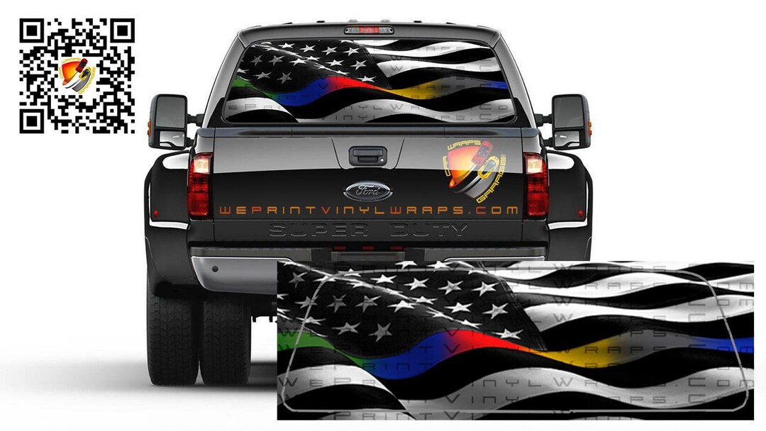 American Flag Wavy First Responders Rear Window Perforated Graphic ...