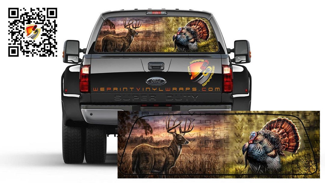 Hunting Turkey Deer Sunset Rear Window Perforated Graphic Decal Sticker ...