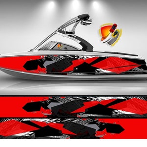 Red Hexagons Graphic Vinyl Boat Wrap Decal Fishing Bass Pontoon ...