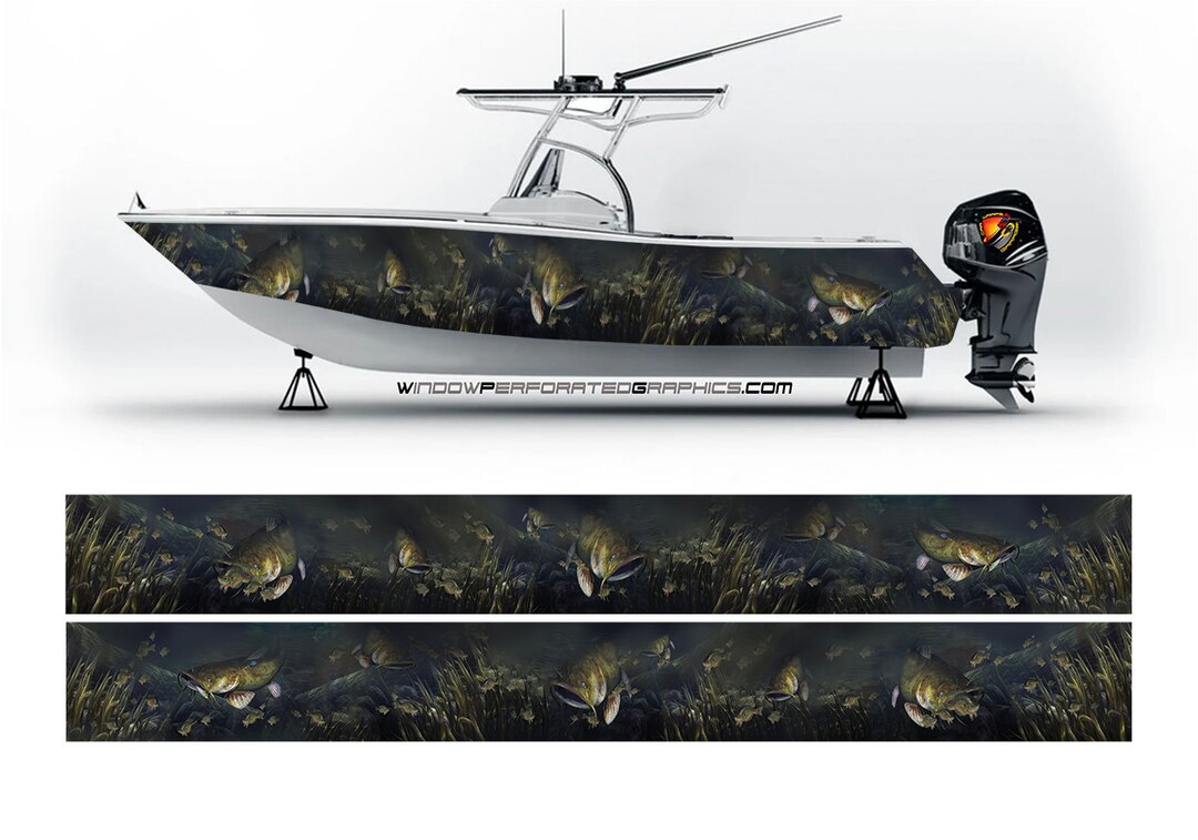 Catfish Shad Fishes Graphic Vinyl Boat Wrap Bass Fishing Pontoon ...