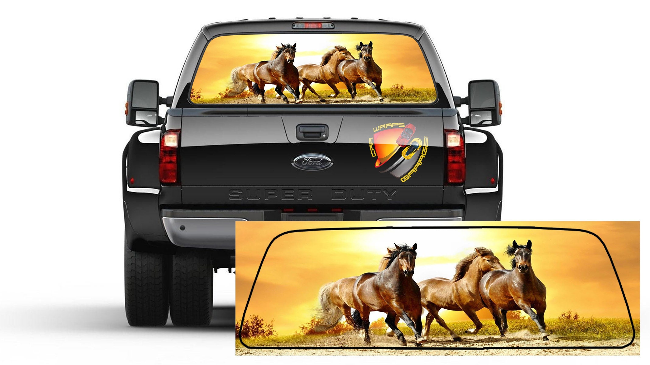 Horses Running in Sunset Rear Window Graphic Perforated Decal Vinyl ...