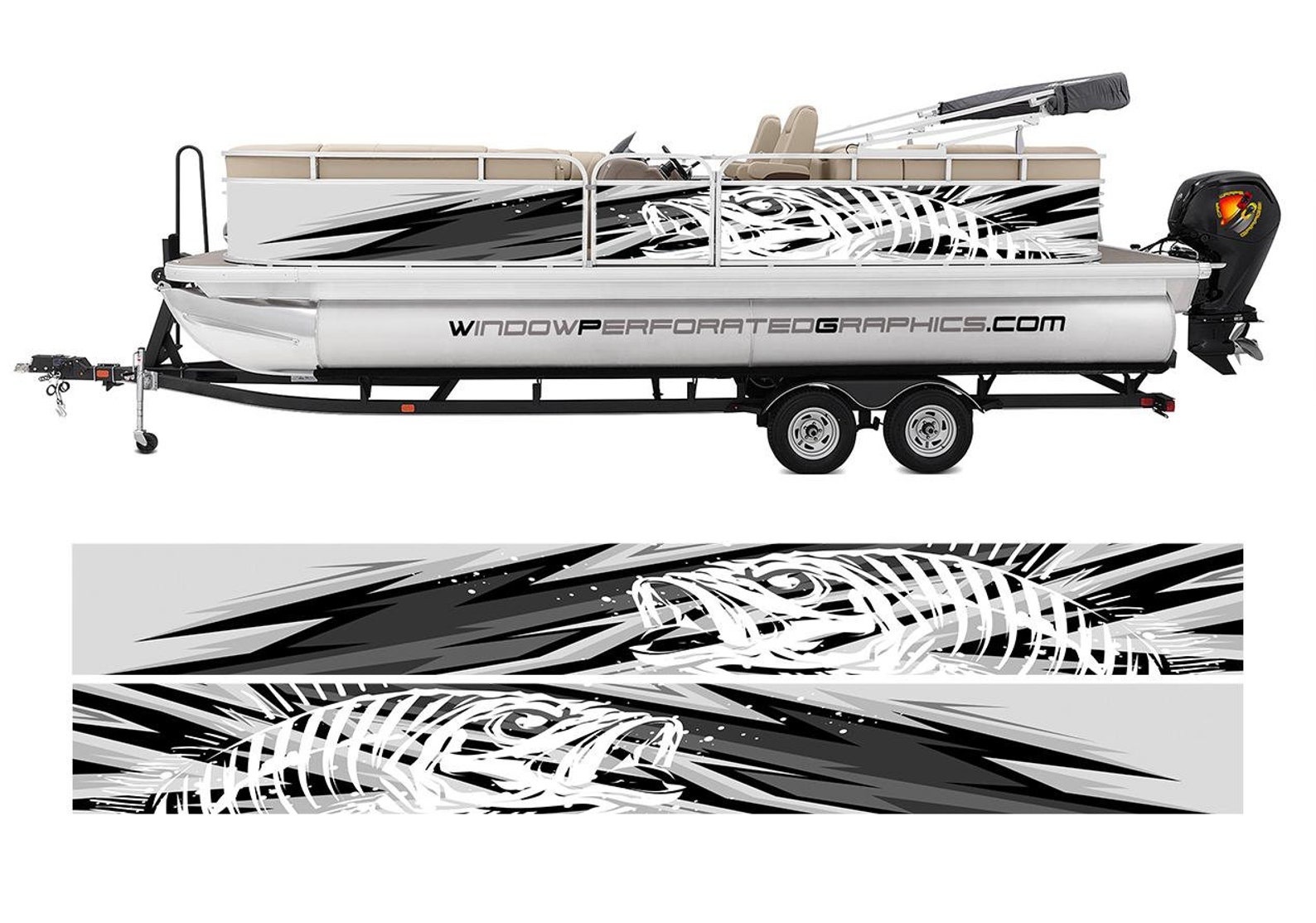 Abstract Gray White and Black Seabass Graphic Boat Vinyl Wrap - Etsy