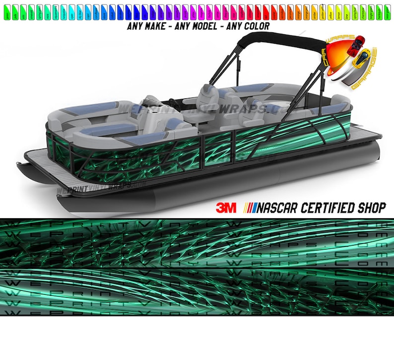 Emerald Green Graphic Vinyl Boat Wrap Decal Fishing Pontoon - Etsy