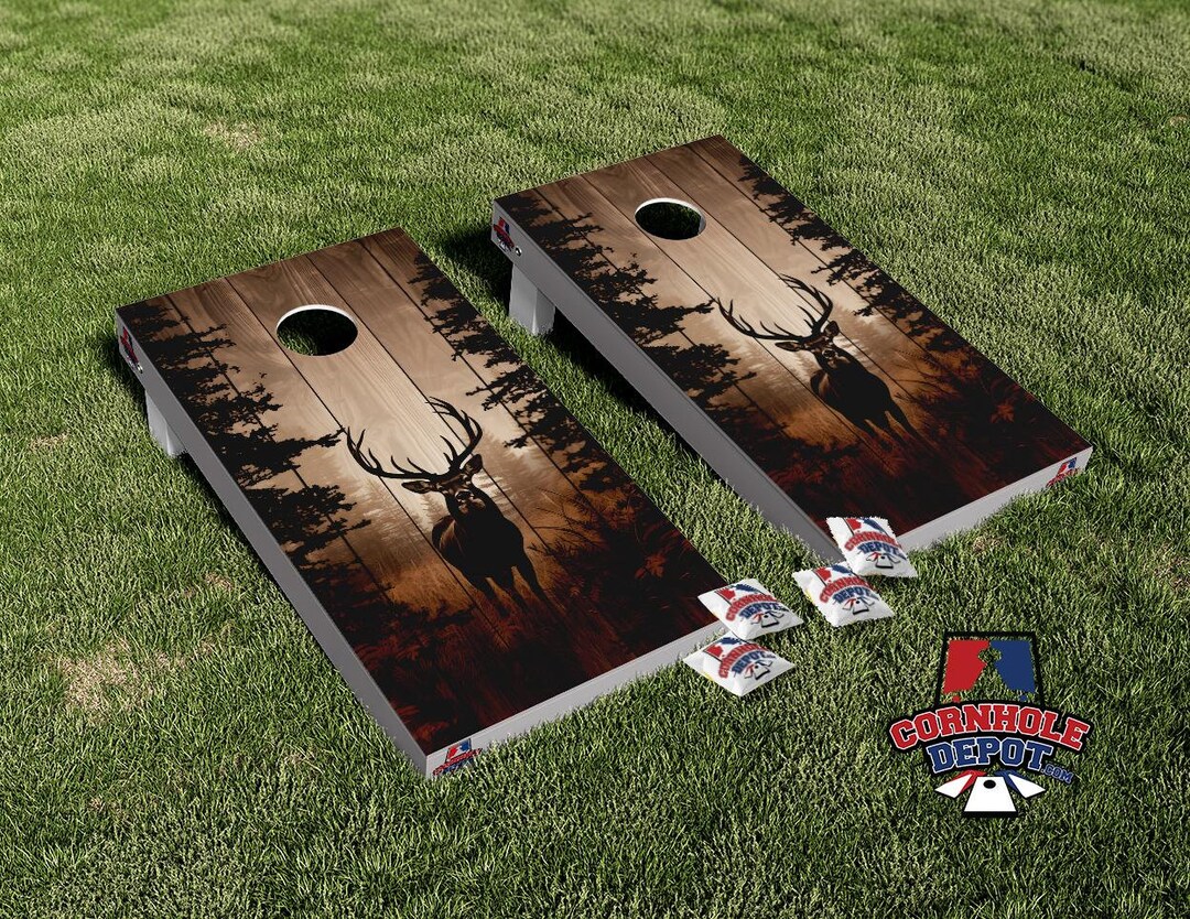 Buck Deer Forest Cornhole Board Vinyl Wrap Skins Laminated Sticker Set ...