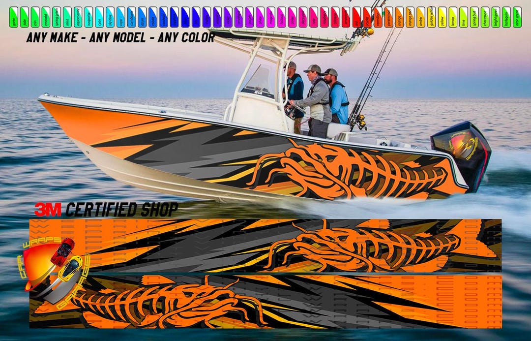 Orange Catfish Graphic Vinyl Boat Wrap Decal Bass Fishing Pontoon ...