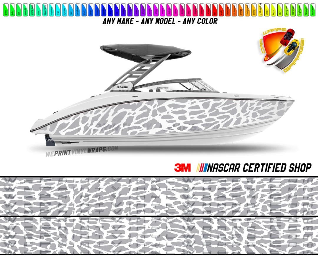 Gray and White Sea Camo Graphic Vinyl Boat Wrap Decal Pontoon Sportsman ...