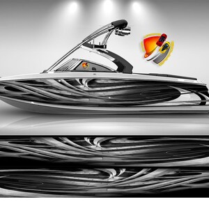 Gray, Light Gray and Black Hexagon Lines Graphic Vinyl Boat Wrap Decal ...