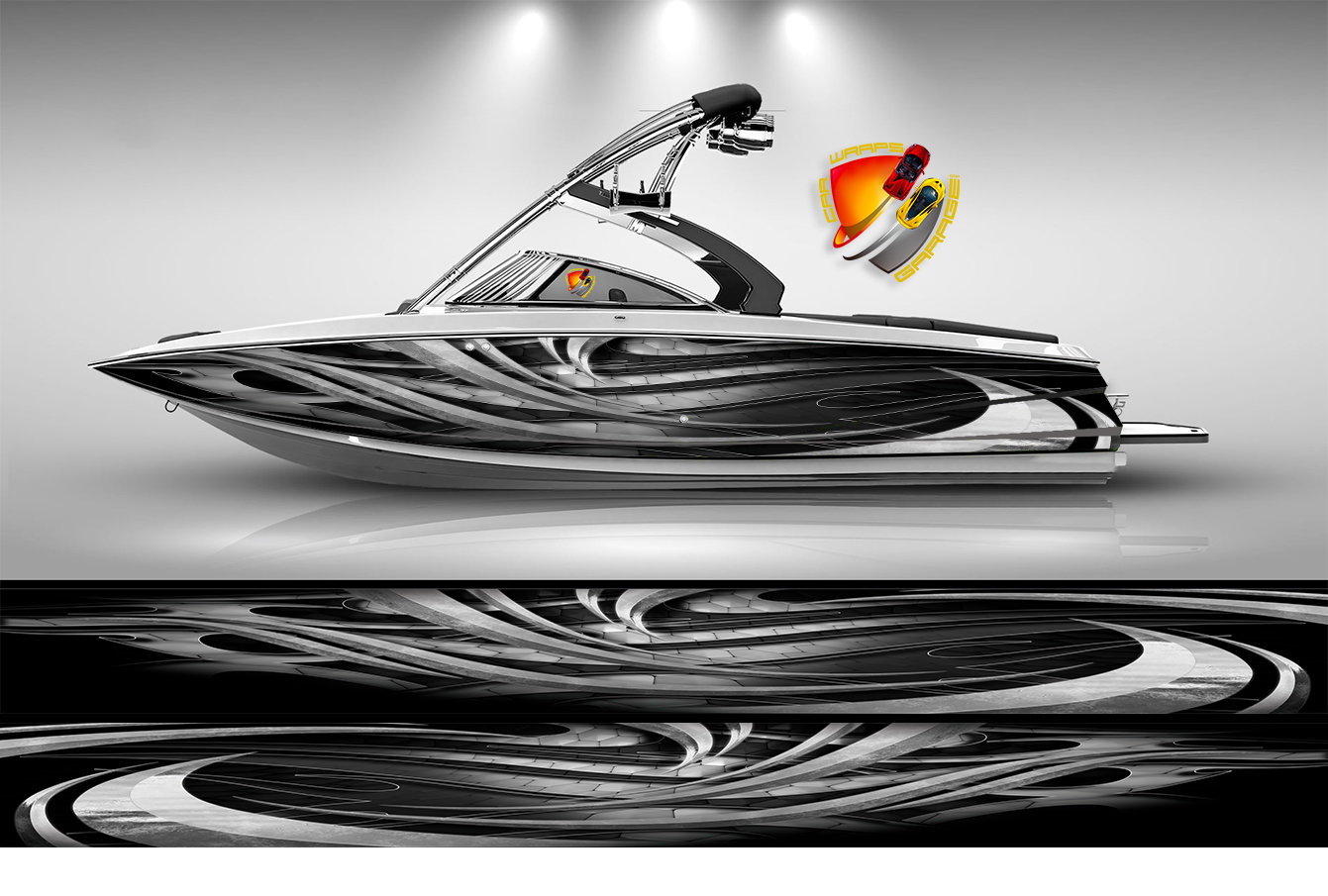 Gray Light Gray and Black Hexagon Lines Graphic Vinyl Boat | Etsy