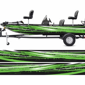 Green Abstract Modern Lines Graphic Boat Vinyl Wrap Decal Fishing Bass ...