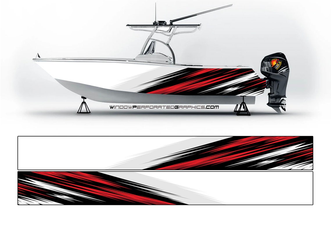 Red and Black Abstract Modern Lines Graphic Boat Vinyl Wrap - Etsy