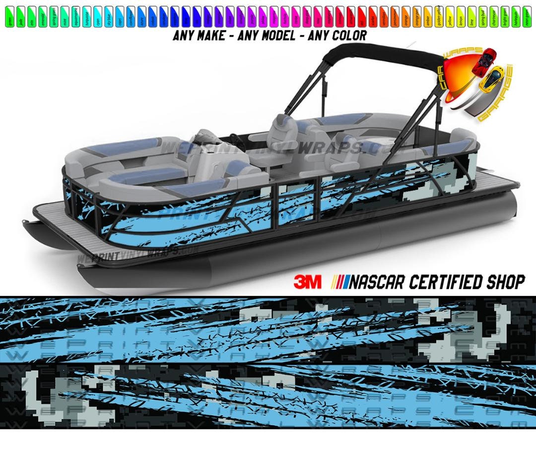 Light Blue Hexagons Graphic Vinyl Boat Wrap Decal Pontoon Sportsman ...