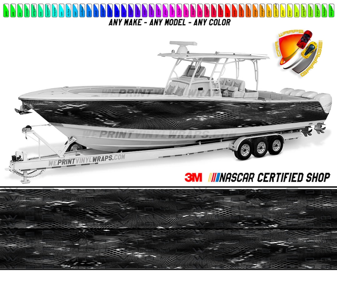 Black Camo Graphic Vinyl Boat Wrap Decal Fishing Pontoon Sportsman ...
