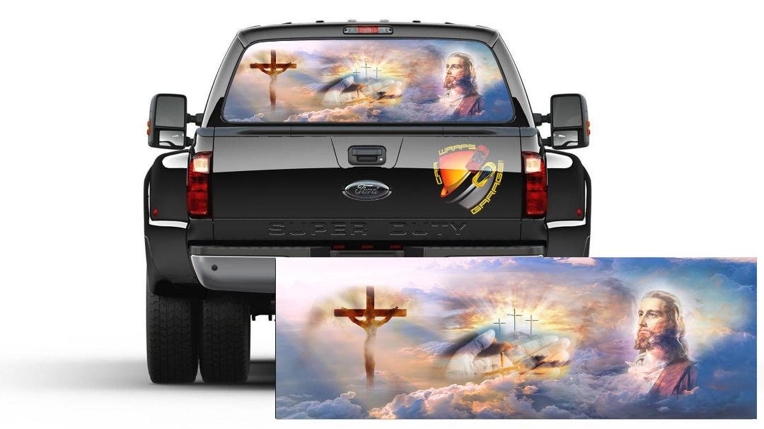 Jesus Christ Cross Religious Rear Window Tint Perforated Graphic Vinyl ...