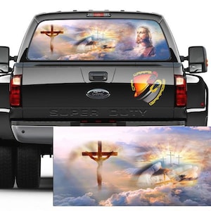 Jesus Christ Cross Religious Rear Window Tint Perforated Graphic Vinyl ...