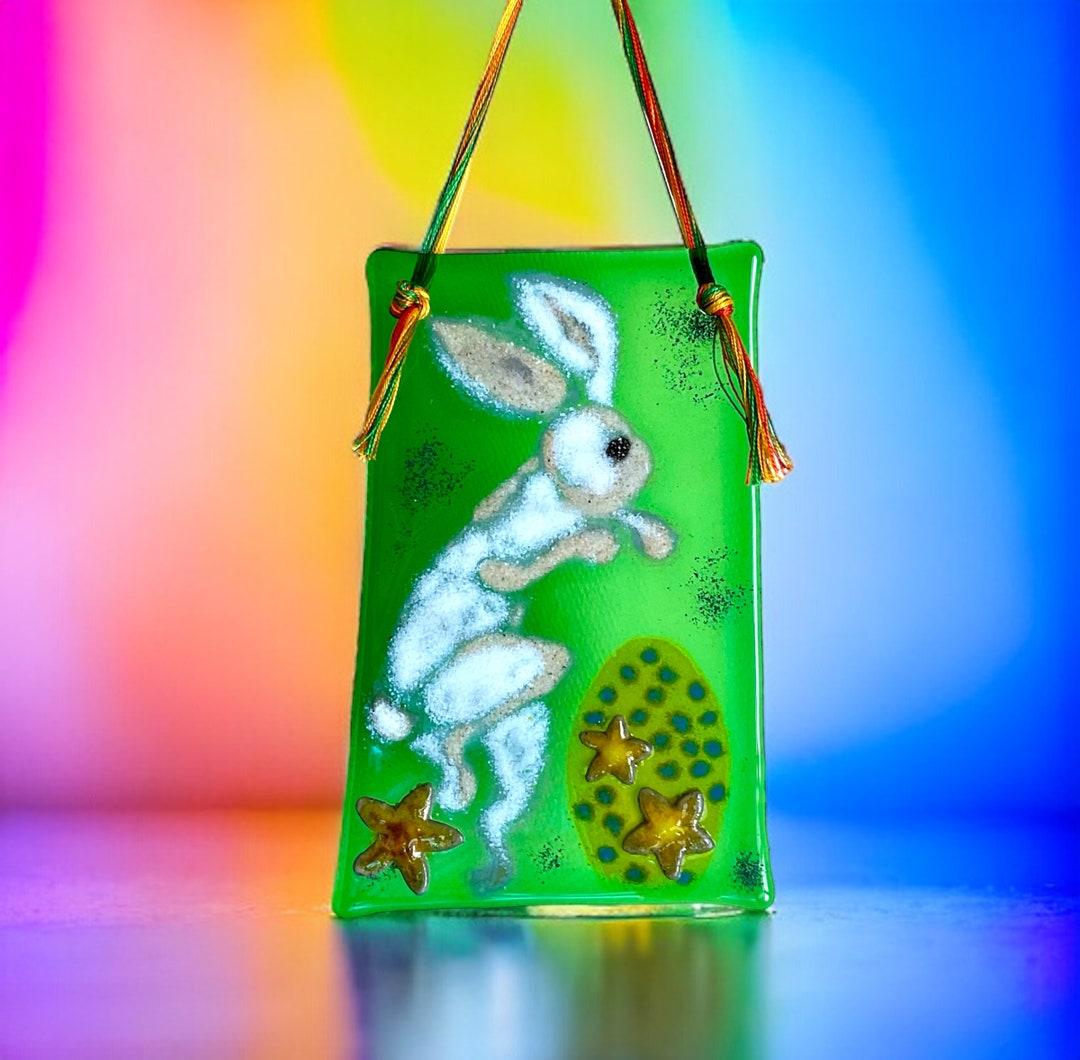 Glass Picture Easter Bunny /fusing/glass /window Picture/panel/stained ...