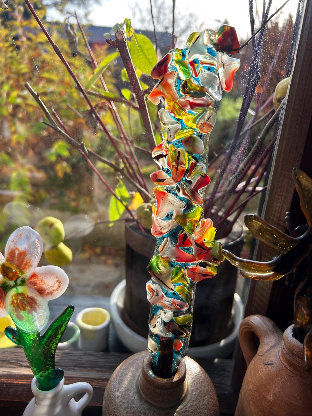 Colorful/abstract /garden Stakes/flower Stakes /stained Glass /window ...