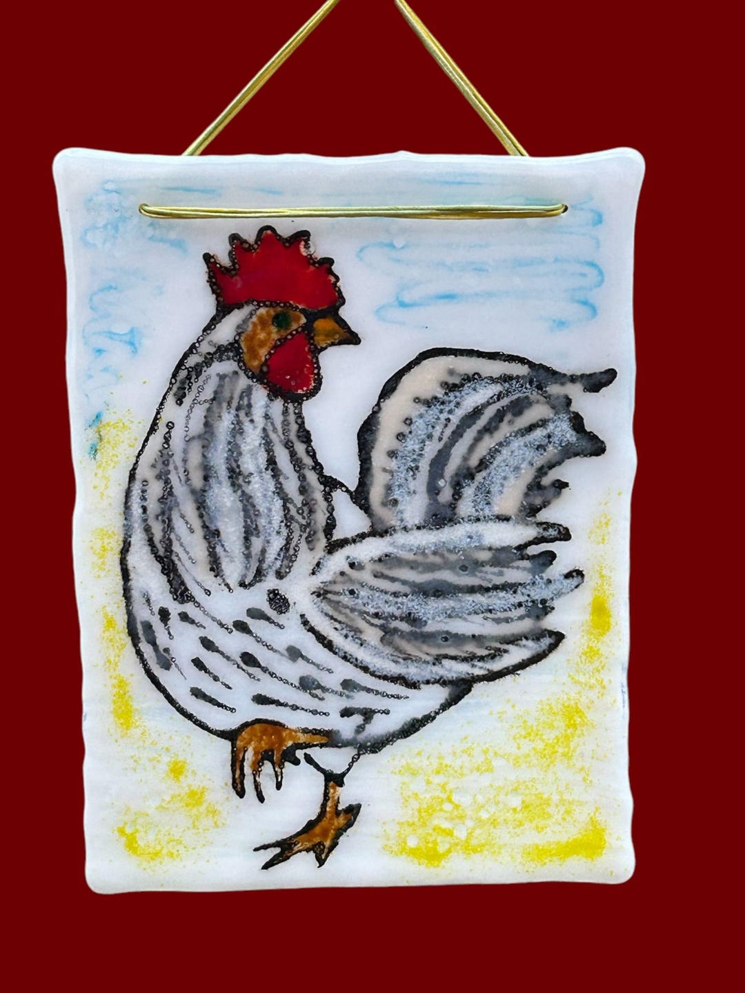 Hen Glass Picture/rooster/bird/fusing/glass/window Picture/panel ...