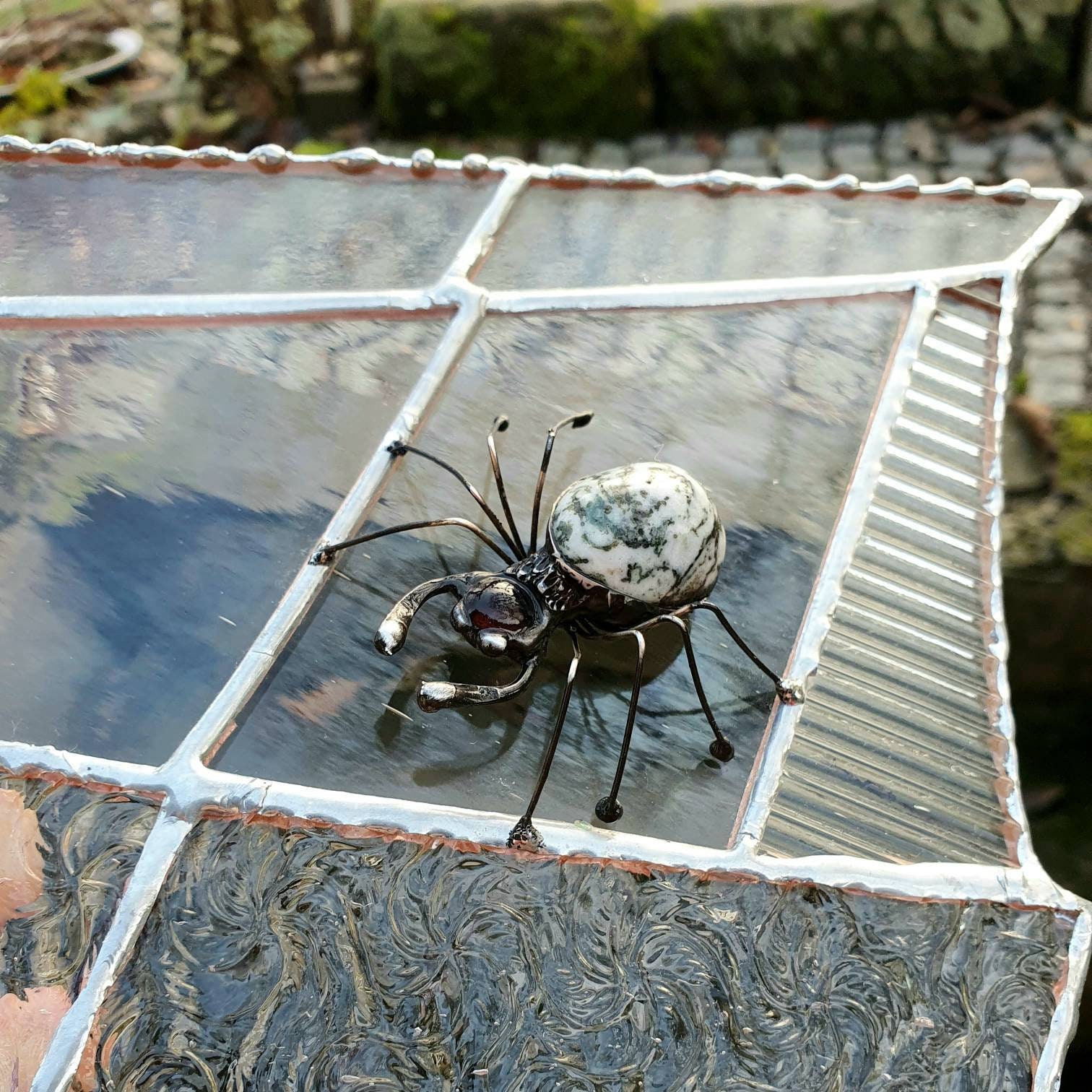 Spider Glass Panel/spider Web/stained Glass - Etsy