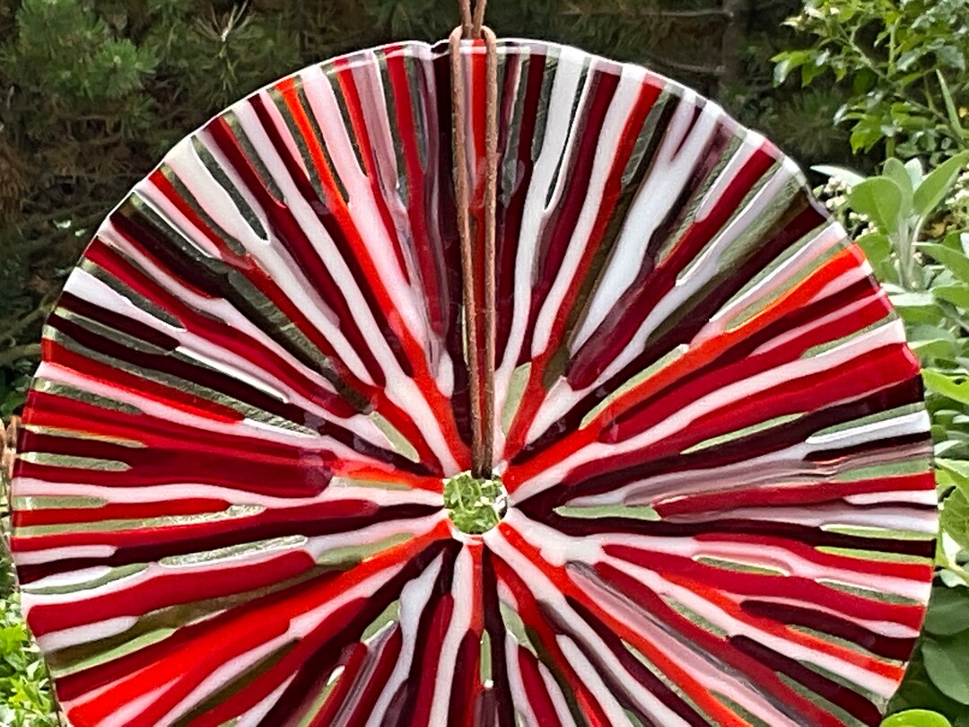 Red/warm Glass/glass Panel/coloured 30 Cm/fusing/glass/round/stained ...